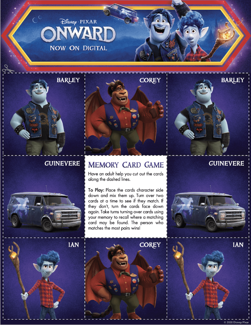Free Pixar Onward Activity Sheets » Whisky + Sunshine